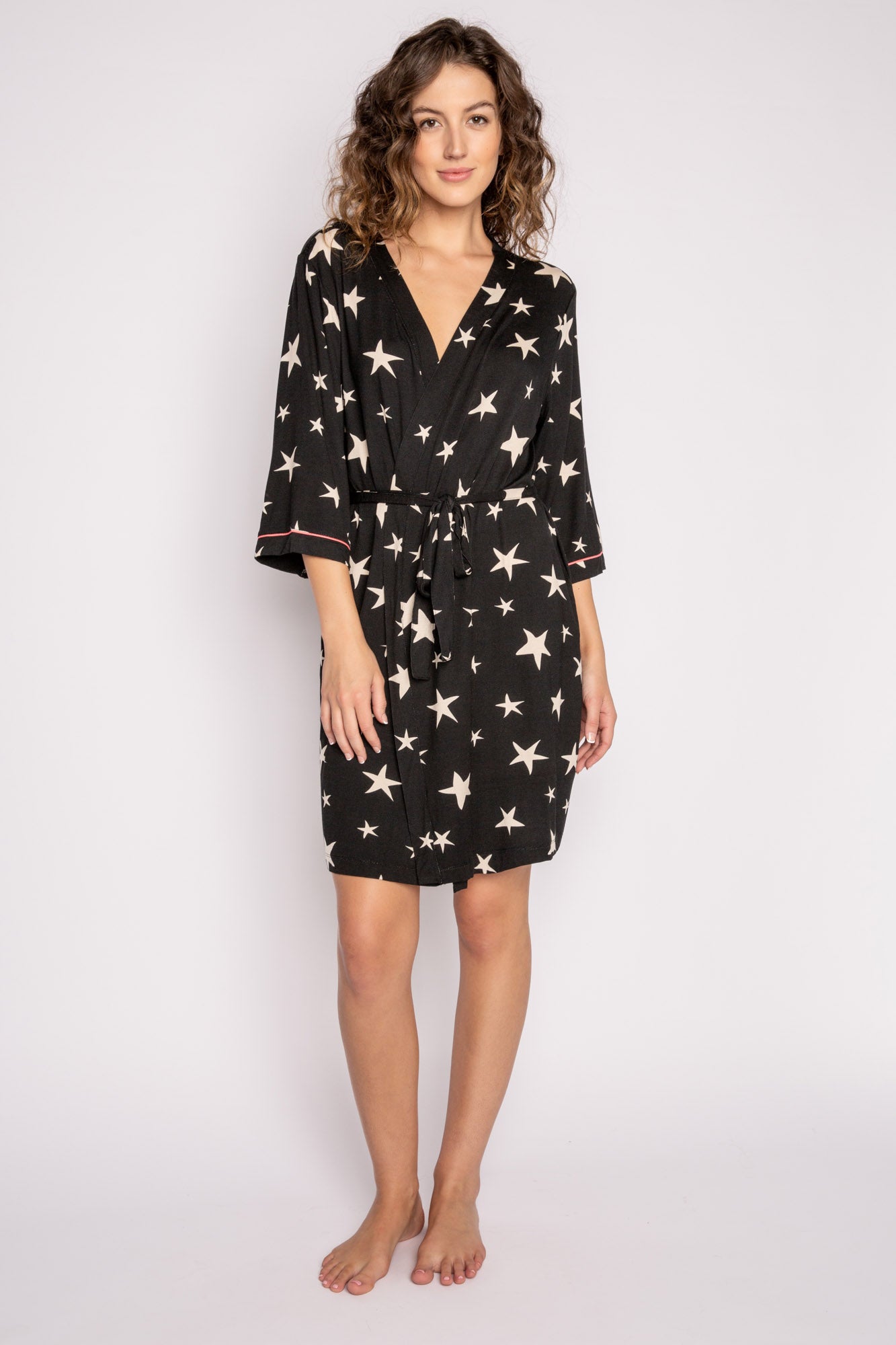 Black-Ivory Star Print Modal Robe – P.J. Salvage