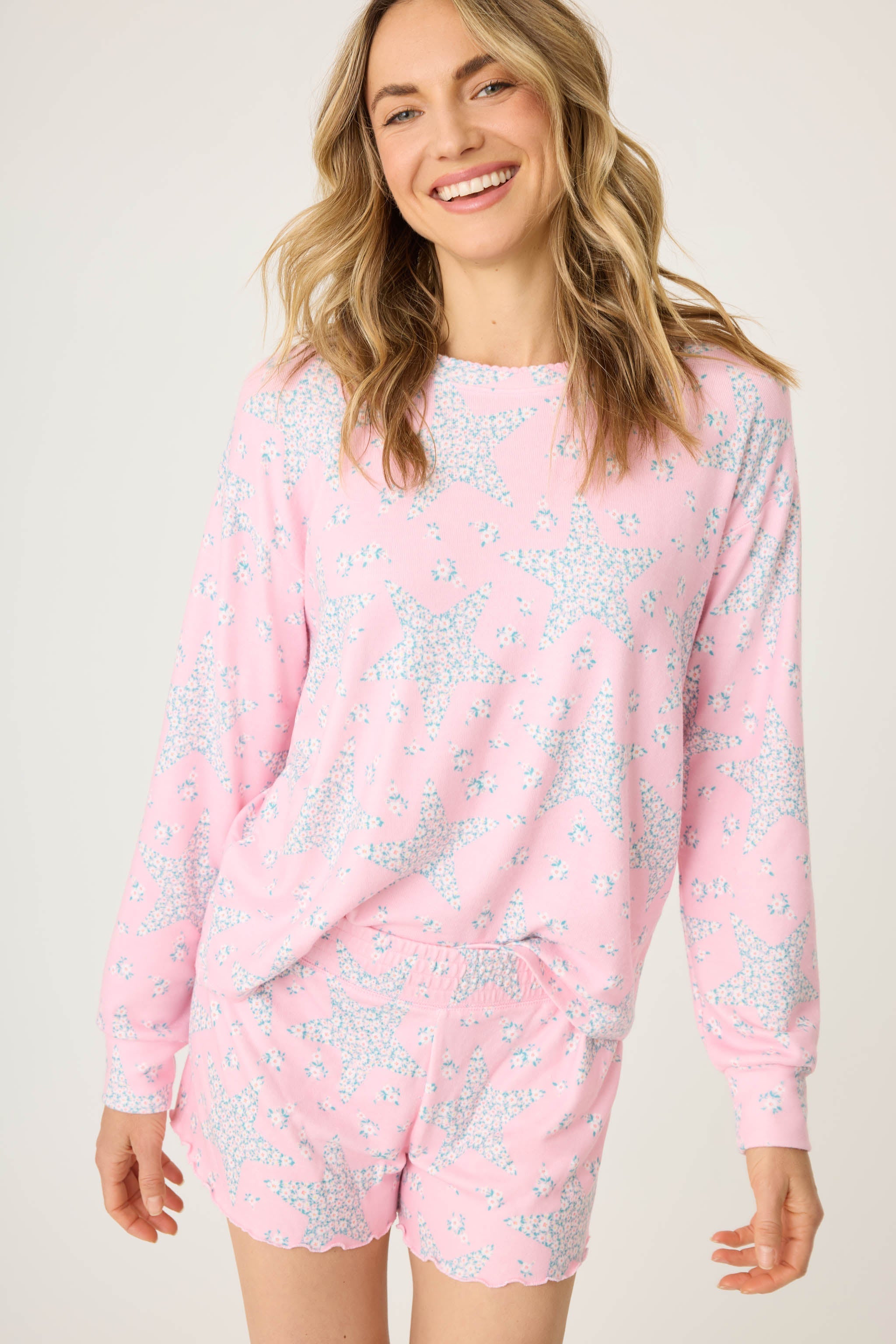 Pink Star Print Long Sleeve Lounge Top – P.J. Salvage
