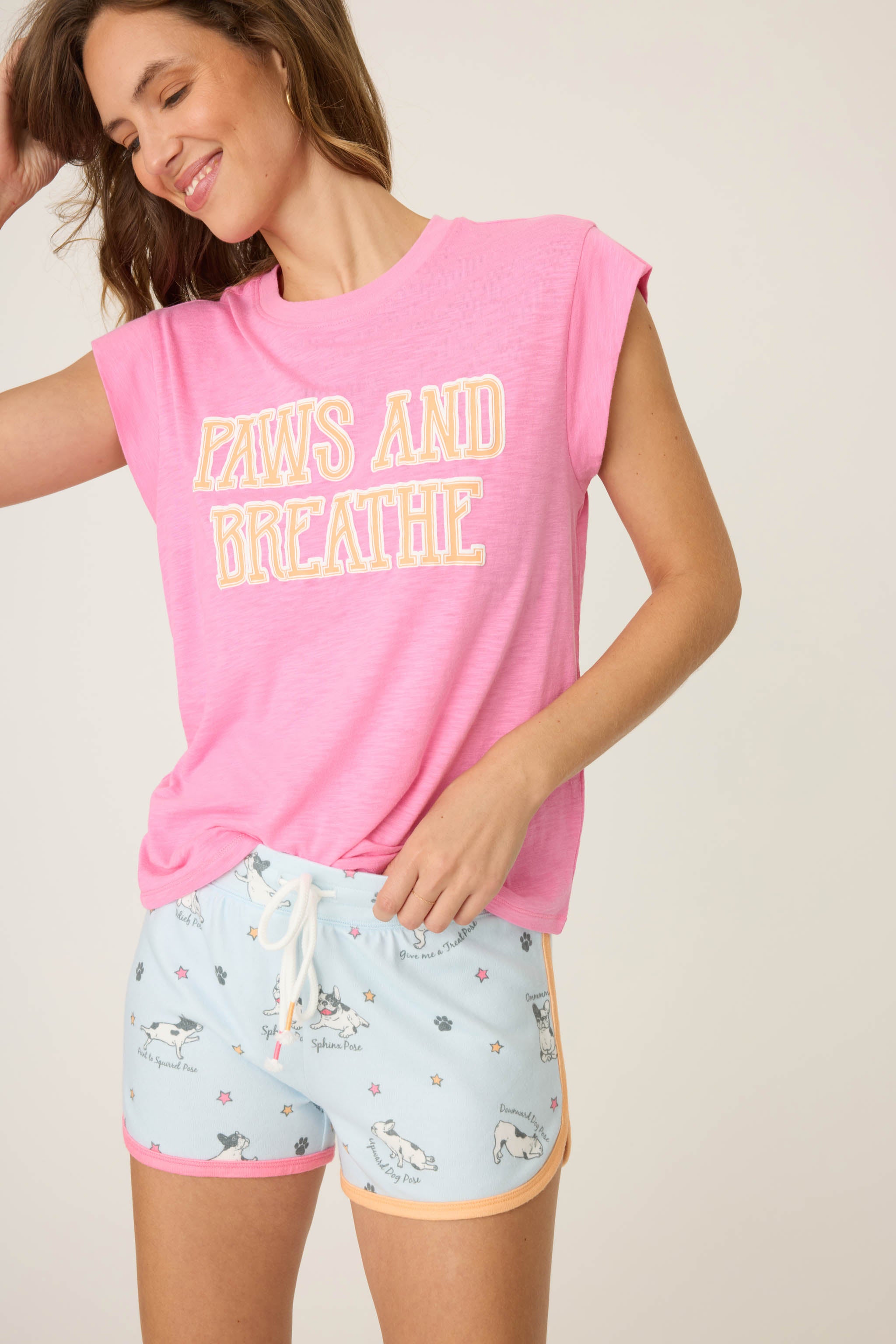 Women’s Pink Paws and Breathe Graphic Tee – P.J. Salvage