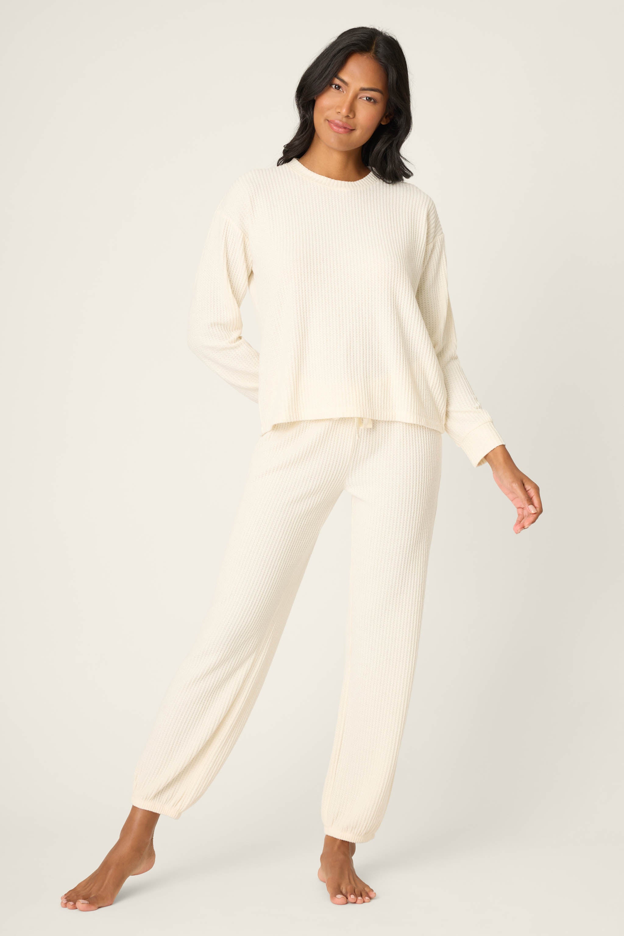 Women’s Beige Sparkle Thermal Pajama Set – P.J. Salvage